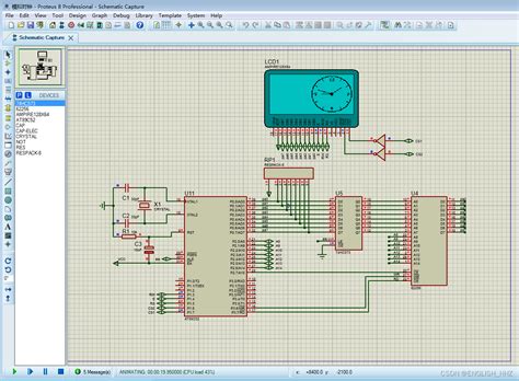 279、仿真 基于51单片机的lcd12864显示模拟时钟proteus仿真设计程序proteus仿真配套资料等基于protues的