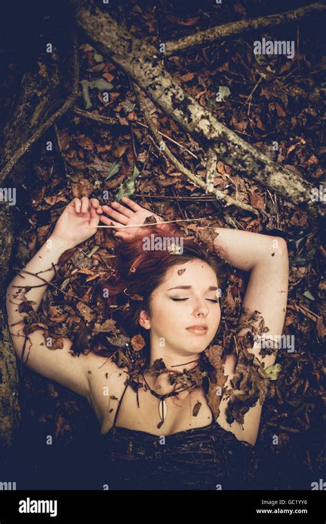 Sleeping Beauty A Young Red Haired Redhead Woman Girl Alone In A