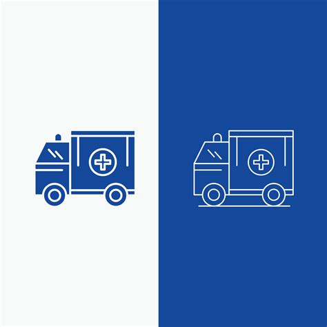 Ambulance Truck Medical Help Van Line And Glyph Web Button In Blue