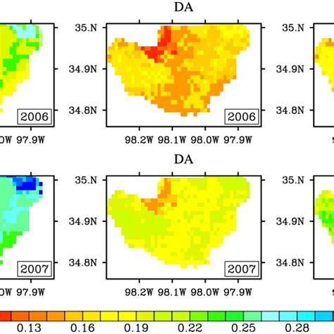 Mean Annual Surface Soil Moisture Cm 3 Cm −3 From Control Da And Da