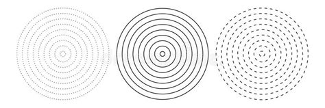 Dashed Concentric Circle Icon Black And White Broken Circular Rings Sound Wave Radar Target
