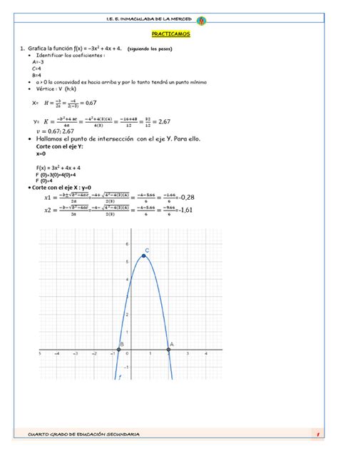 Tarea Semana 26 Funcion Cuadratica 1 Pdf Geometría Algebraica