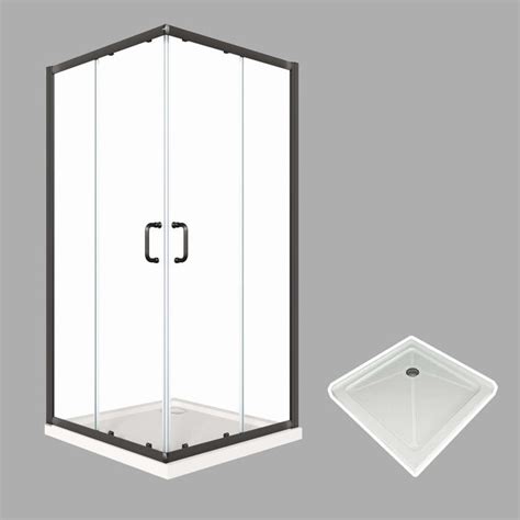 Sunny Shower 1 4 Inch Clear Black Finish Double Sliding Corner Enclosure