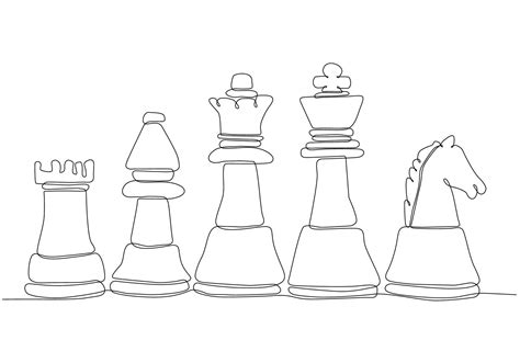 Continuous Line Drawing Chess Vector Illustration 10519184 Vector Art