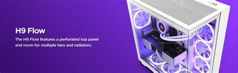 Nzxt H9 Flow Dual Chamber Atx Mid Tower Pc Gaming Case High Airflow Perforated Top