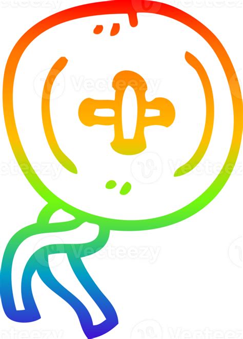 Rainbow Gradient Line Drawing Cartoon Button 39930045 Png