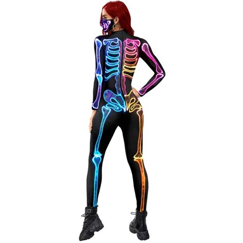 Dropship Womens Sexy Skeleton Costume Halloween Skeleton Bodysuits To