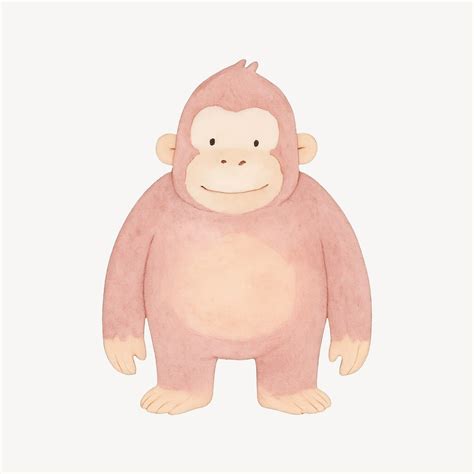 Cute Cartoon Pink Gorilla Illustration Free Photo Illustration Rawpixel