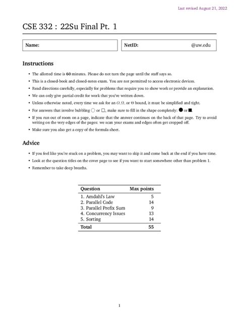 Fillable Online Cse 332 Data Structures And Parallelism Fax Email Print