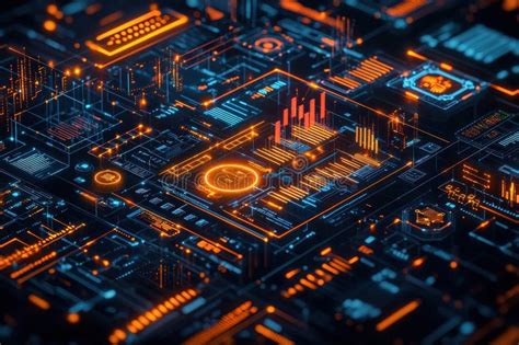 Futuristic Isometric Digital Interface Showcasing Data Analysis And Behavioral Analytics Stock