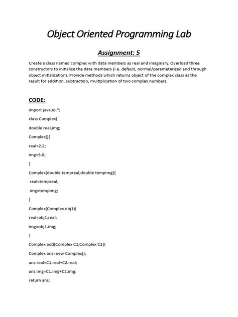 Object Oriented Programming Lab 1 1 Pdf Constructor Object