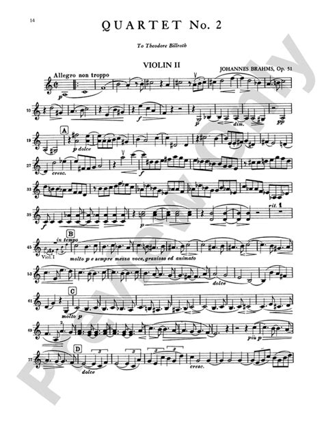Brahms Three String Quartets Op 51 Nos 1 And 2 Op 67 String Quartet Op 51 No 2 Violin
