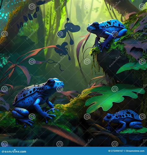 Blue Poison Dart Frog Set Vector Illustration 55088176