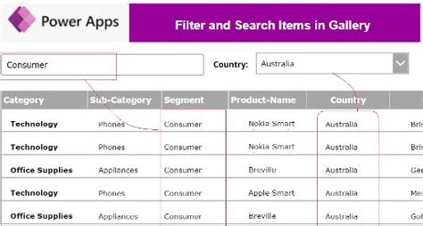 Filter And Search Items In Gallery Power Apps Sql Bi Tutorials