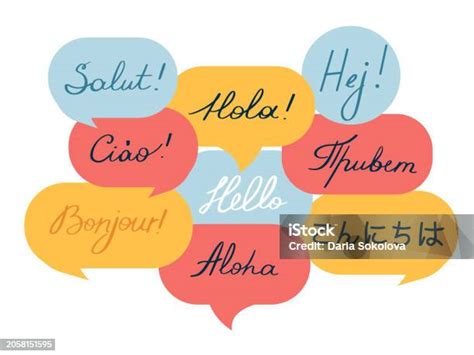 다른 언어로 손으로 쓴 Hello 인사하기에 대한 스톡 벡터 아트 및 기타 이미지 인사하기 언어 말하기 Istock