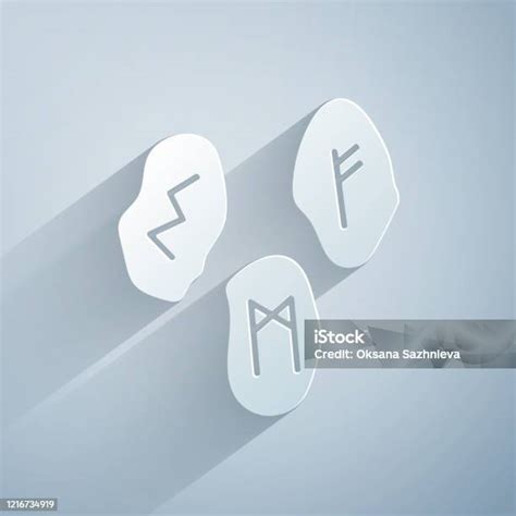 종이 컷 매직 룬 아이콘 회색 배경에 격리 종이 아트 스타일입니다 벡터 일러스트레이션 0명에 대한 스톡 벡터 아트 및 기타 이미지 0명 고대의 과거 Istock