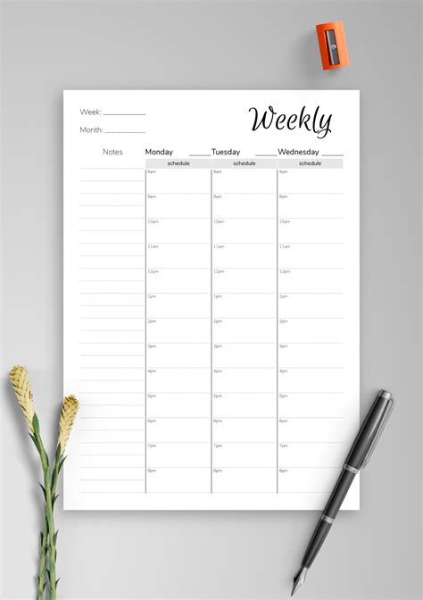 Hourly Weekly Planner Printable This Template Is Available As Editable