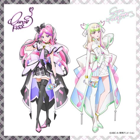 Cure Kiss Cure Zukyuun Kimi To Idol Precure Precure Absurdres Highres 2girls Bare Legs