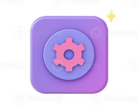 3d Render Of Purple Gear Configuration Setting Icon For Ui Ux Web