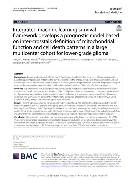 Pdf Integrated Machine Learning Survival Framework Develops A Prognostic Model Based On Inter