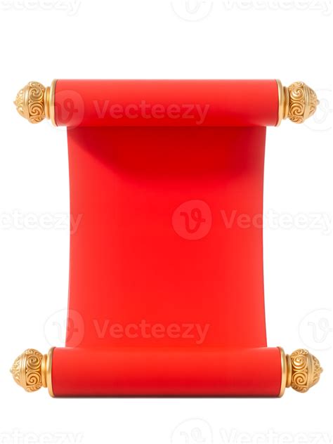 Red Scroll With Gold Ornaments Blank Vintage Red Scroll Perfect For Adding Text Or Graphics