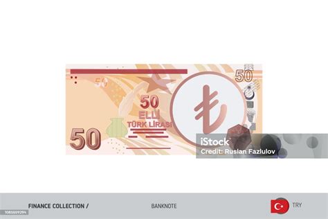 50 터키 리라 은행권입니다 평면 스타일은 매우 벡터 일러스트 레이 션을 상세한 흰색 배경에 고립 인쇄물 웹 디자인 모바일 애플