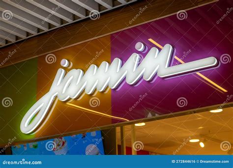 Jamin Shop With Illuminated Logo Editorial Photo Image Of Logo