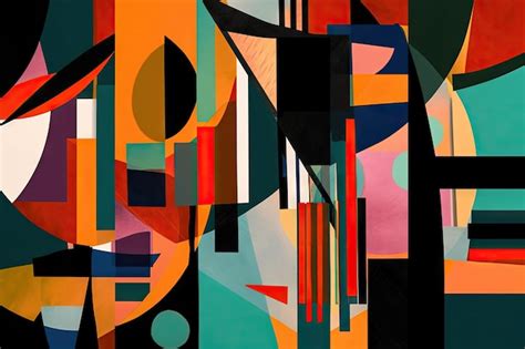 Premium Ai Image Abstract Geometric Art With Bold Lines Shapes And Colors Created With