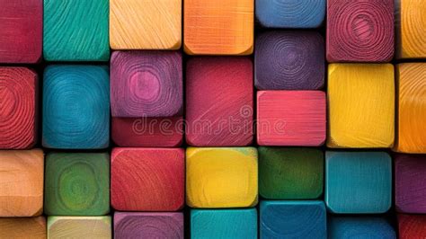 Colorful Wooden Blocks Forming A Vibrant And Playful Background Stock Illustration