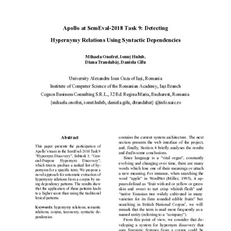 Apollo At Semeval 2018 Task 9 Detecting Hypernymy Relations Using