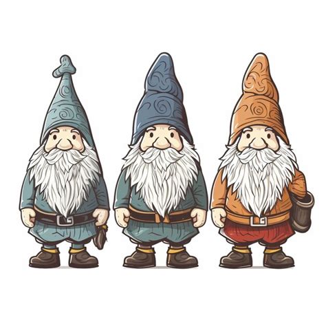 Premium Ai Image Three Gnomes With Long White Beards And Hats Standing In A Row Generative Ai