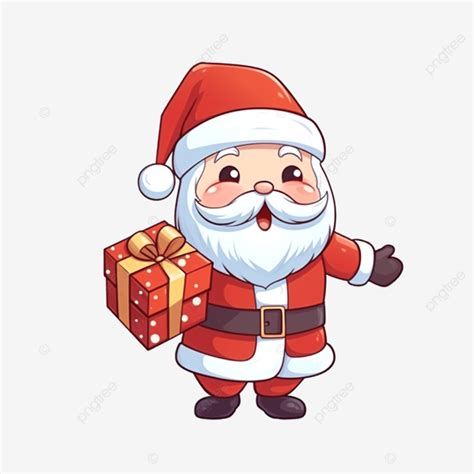 손을 흔들고 크리스마스 선물을 들고 있는 귀여운 산타클로스 만화 일러스트 만화 일러스트 귀여운 일러스트 산타 가방 Png 일러스트 및 이미지 에 대한 무료 다운로드