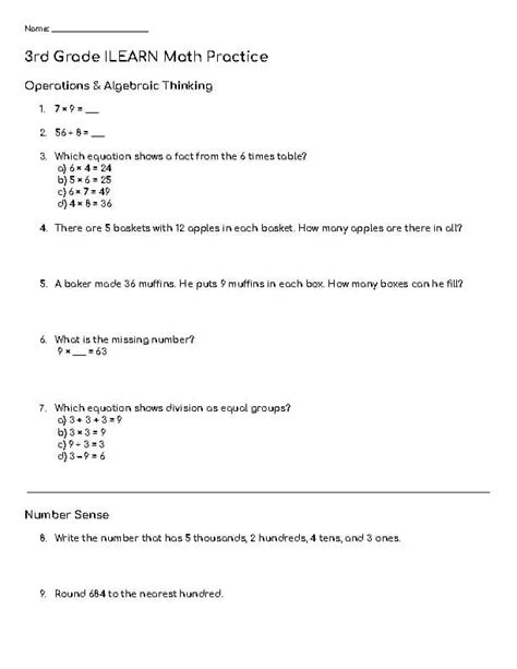 3rd Grade Ilearn Checkpoint 2 Practice Math By Elem Ed With Onan