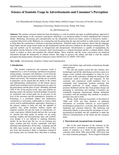 Pdf Science Of Semiotic Usage In Advertisements And Consumers Perception