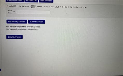Solved 1 Point Find The Jacobian ∂ S S U ∂ X Y Z Where
