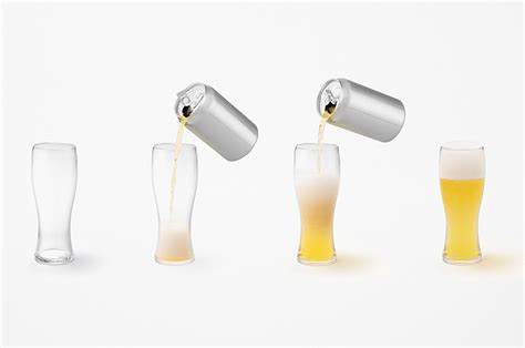 Nendo Designs Unique Beer Can With Two Angled Pull Tabs To Create The Perfect Liquid To Foam