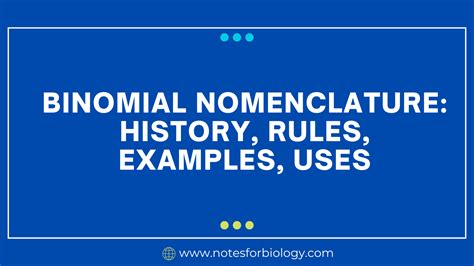 Binomial Nomenclature History Rules Examples Uses