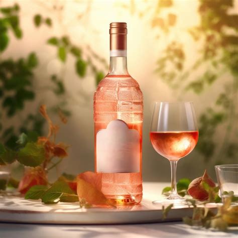 Elegant Rose Wine Bottle Premium Ai Generated Image