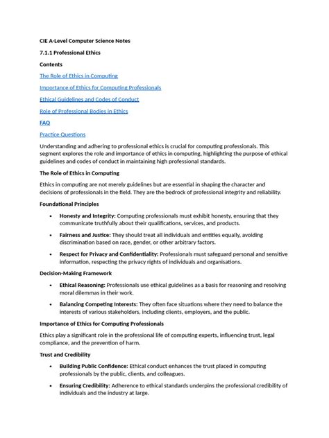 Cie A Level Computer Science 711 Professional Ethics Pdf