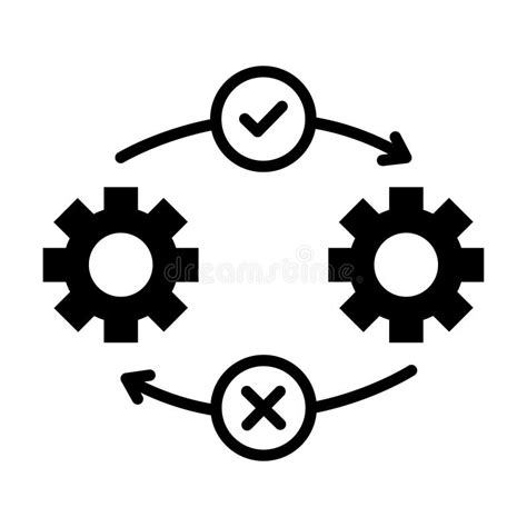 Gear Cycle Icon Check Mark Symbol Cross Error Vector Stock Vector