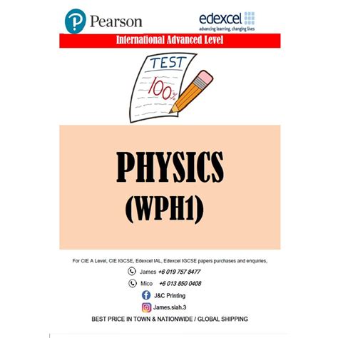 PEARSON EDEXCEL A Level IAL PAST PAPERS PHYSICS WPH UNIT UNIT Shopee Malaysia