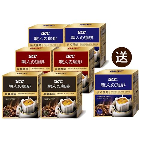 UCC 濾掛式咖啡綜合6盒組 典藏 炭燒 法式深焙 再送一盒深焙濾掛咖啡 PChome 24h購物