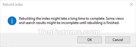 Rebuild Search Index In Windows 10 Tutorials