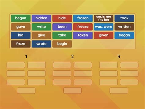 Divide Irregular Verbs Group Sort