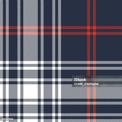 타탄 격자 무늬 패턴 플란넬 셔츠 판초 담요 던지기 또는 기타 현대적인 직물 디자인을 위한 진한 파란색 빨간색 및 흰색의 매끄러운 헤링본 체크 격자 무늬 0명에 대한 스톡