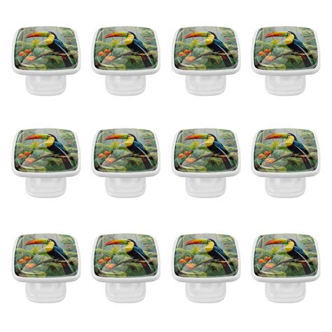 12 Pieces Square Cabinet Handles Toucan Knobs Square Drawer Pulls With