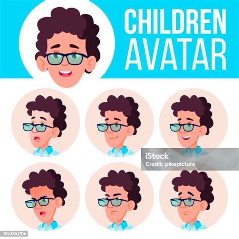 이런 아바타 아이 벡터를 설정합니다 고등학교입니다 얼굴의 감정 아이 들 아름 다운 재미 만화 머리 그림 고등학교 이하에 대한 스톡 벡터 아트 및 기타 이미지 Istock