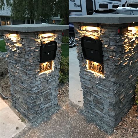 Solar Lighted Mailbox Post F