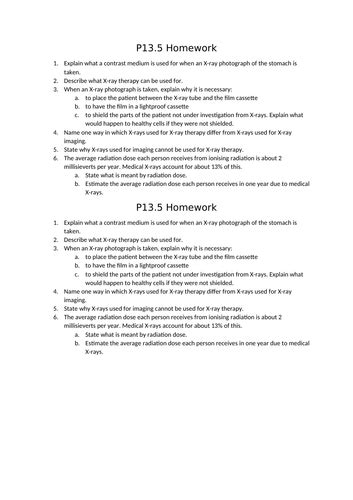 Aqa Gcse Physics 9 1 P13 5 X Rays In Medicine Full Lesson Teaching Resources
