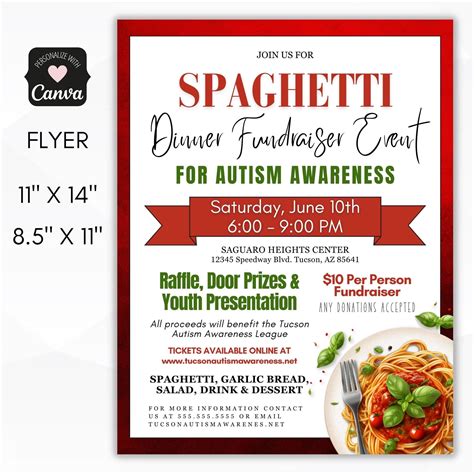 Spaghetti Dinner Fundraiser Flyer Set Simple Desert Designs